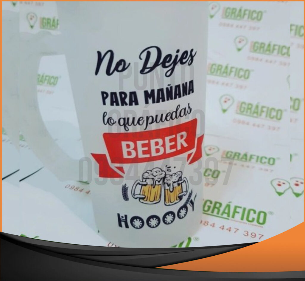 Chopera de vidrio arenada personalizado. – Punto Gráfico Paraguay